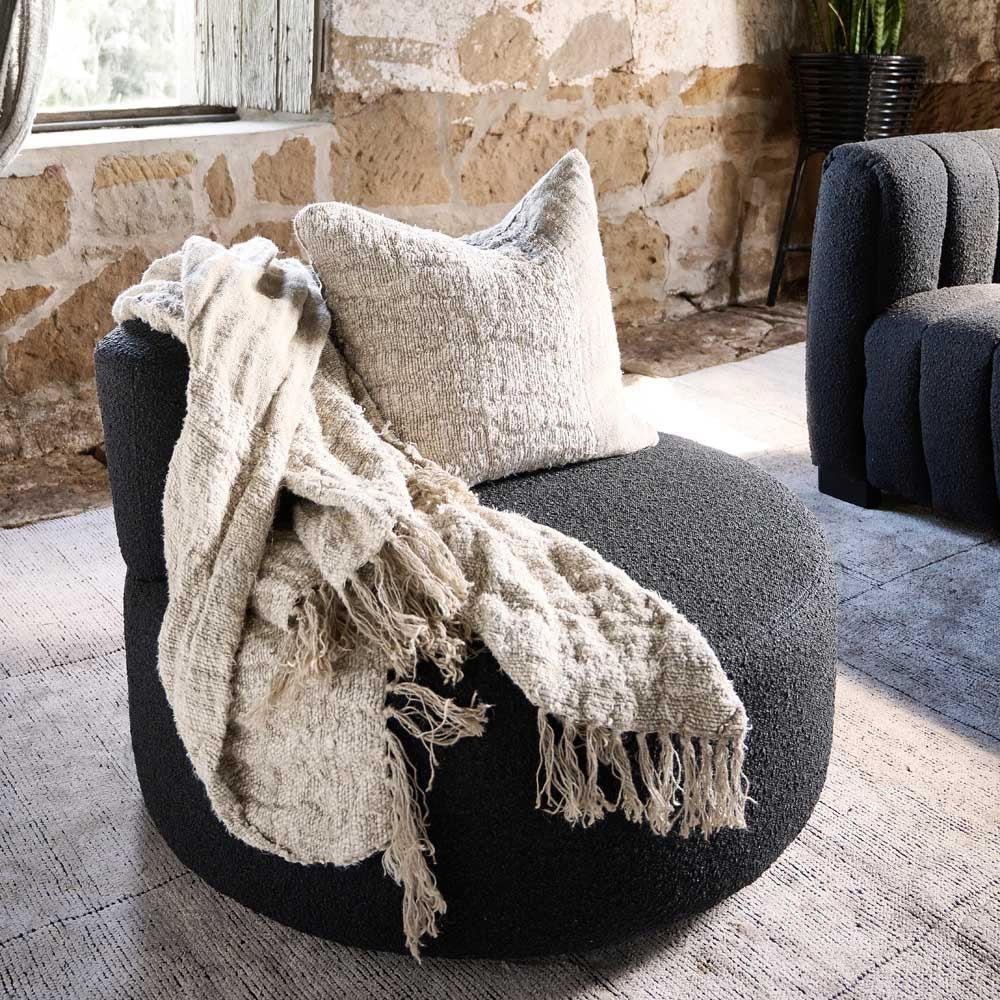 Eadie Raffine Linen Natural Throw | Drift Home and Living